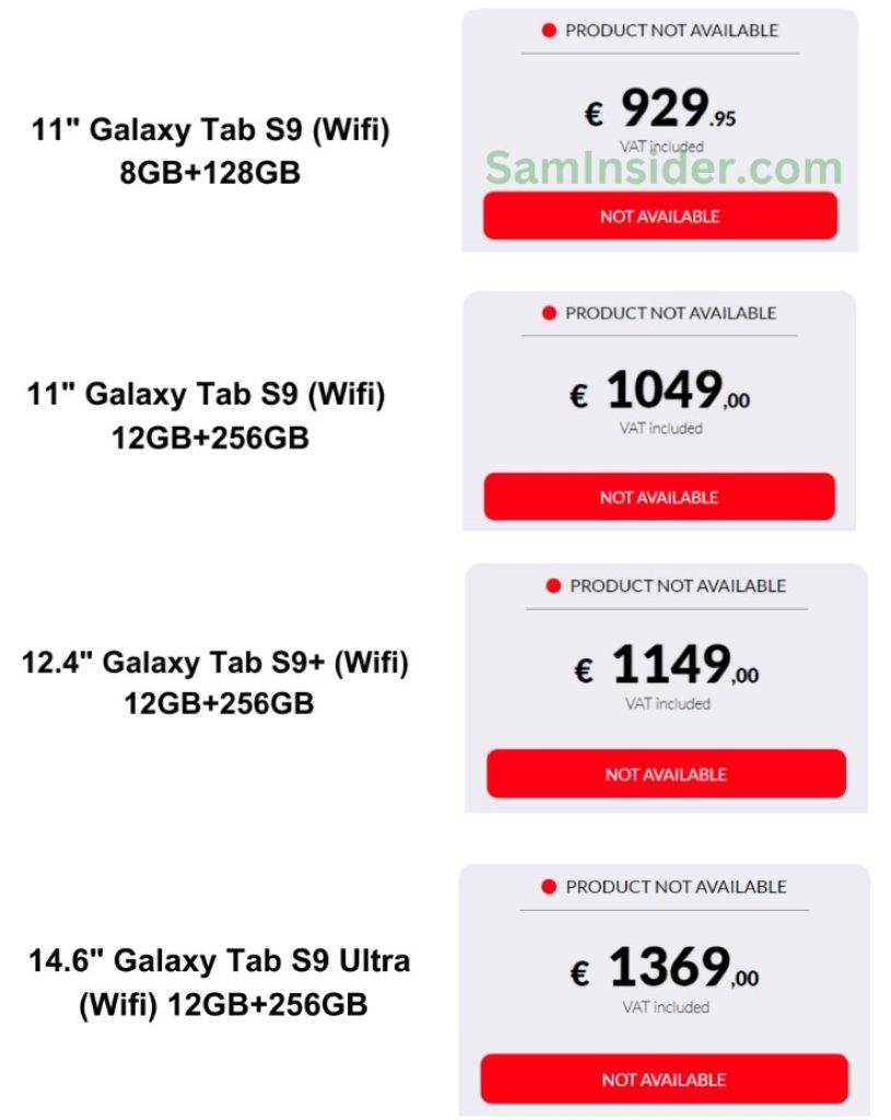 Samsung Galaxy Tab S9 Series: Leaked Prices and Key Features Revealed ...