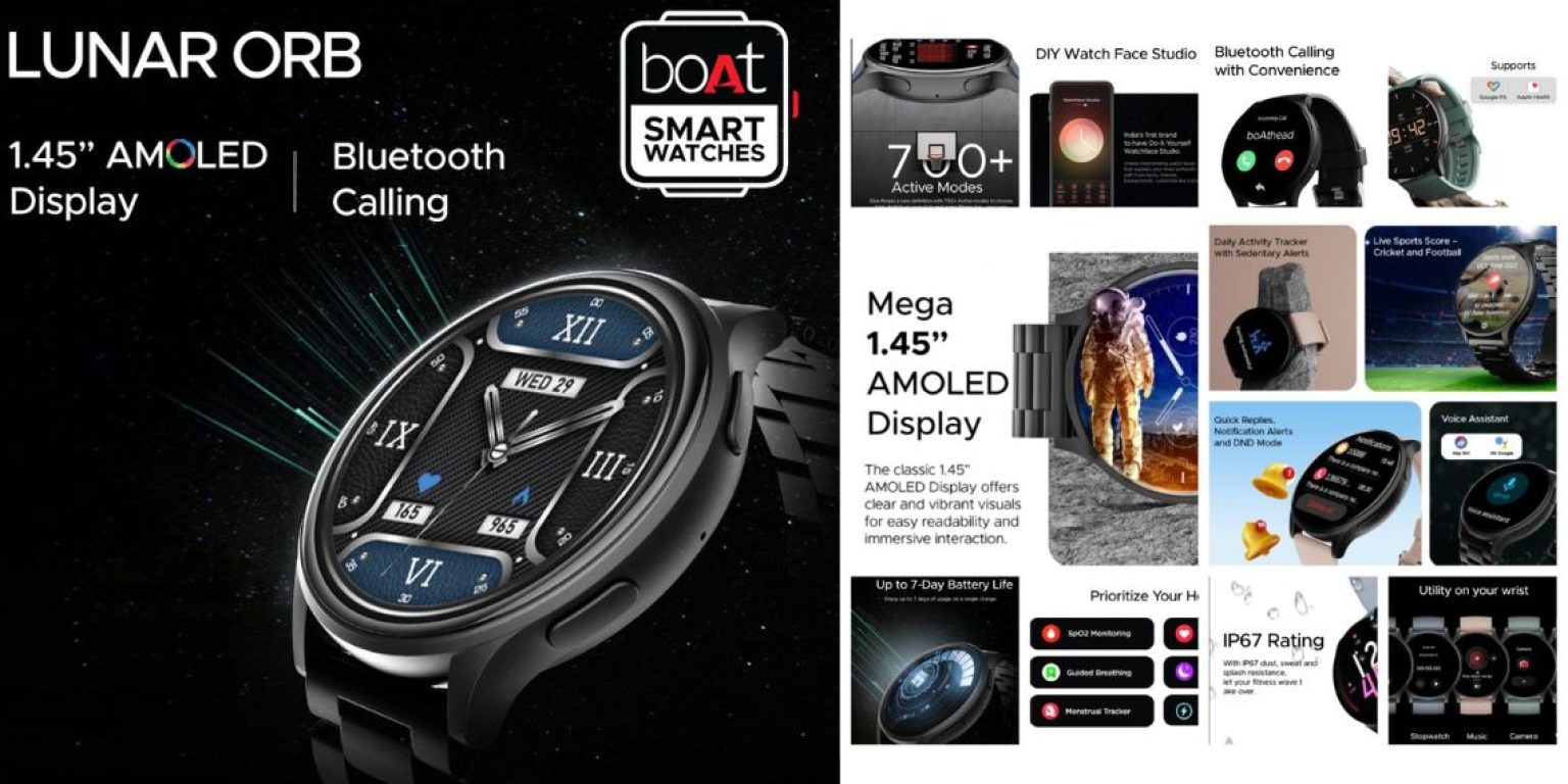 boAt Launches Lunar ORB Smartwatch: AMOLED Display, Health Tracking ...