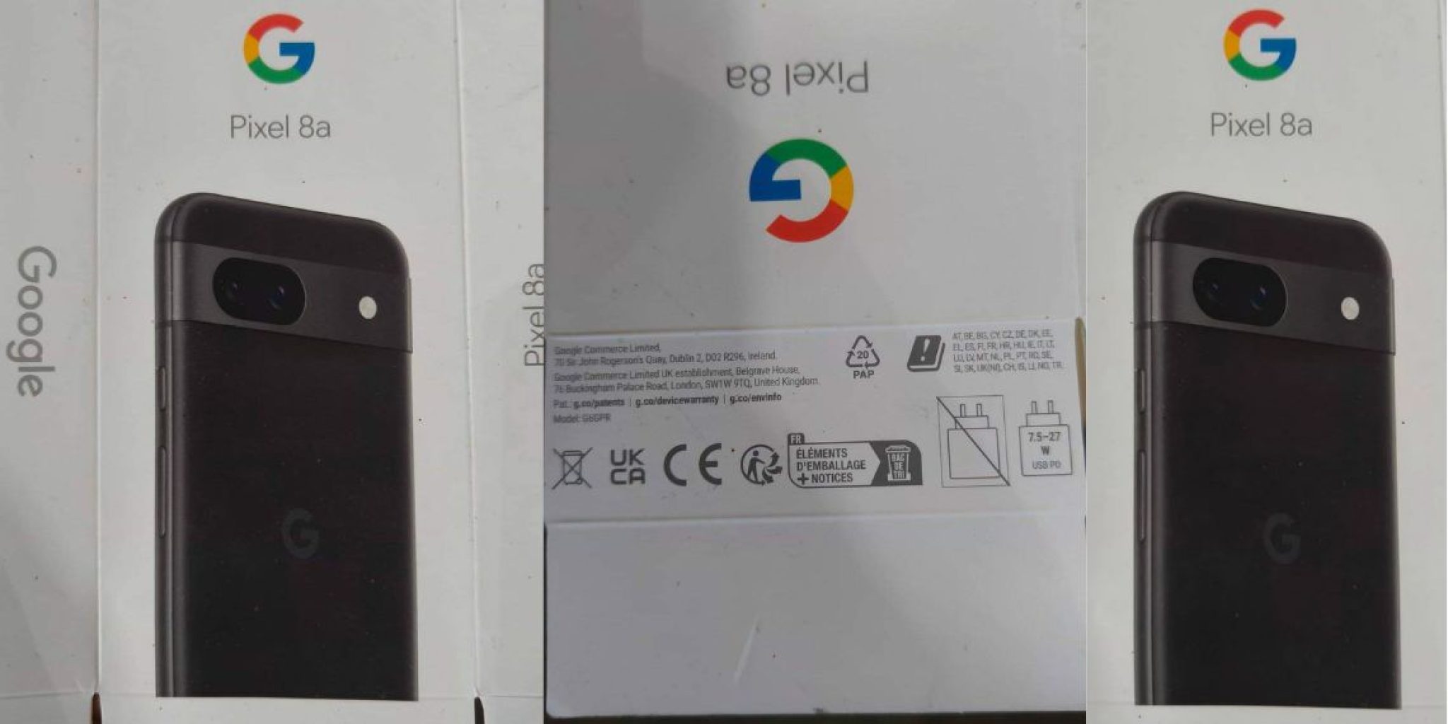 Pixel 8A Unveiled: Leaked Retail Box Exposes Sleek Design, Model Number G6GPR, and 27W Wired ...