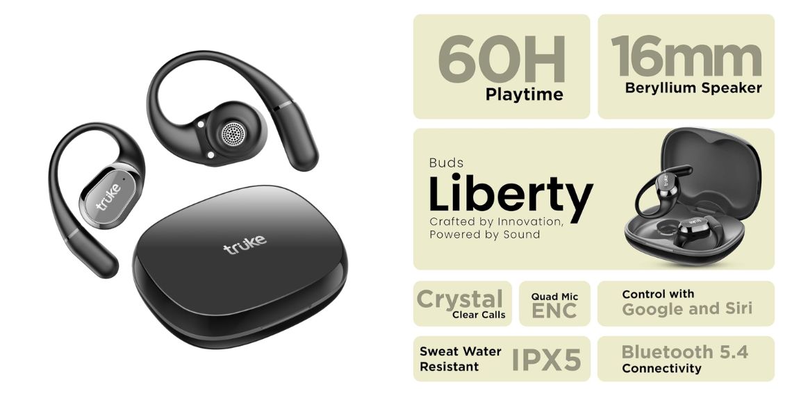 Truke Buds Liberty Launched in India: Open-Ear Design, 60-Hour Playback ...
