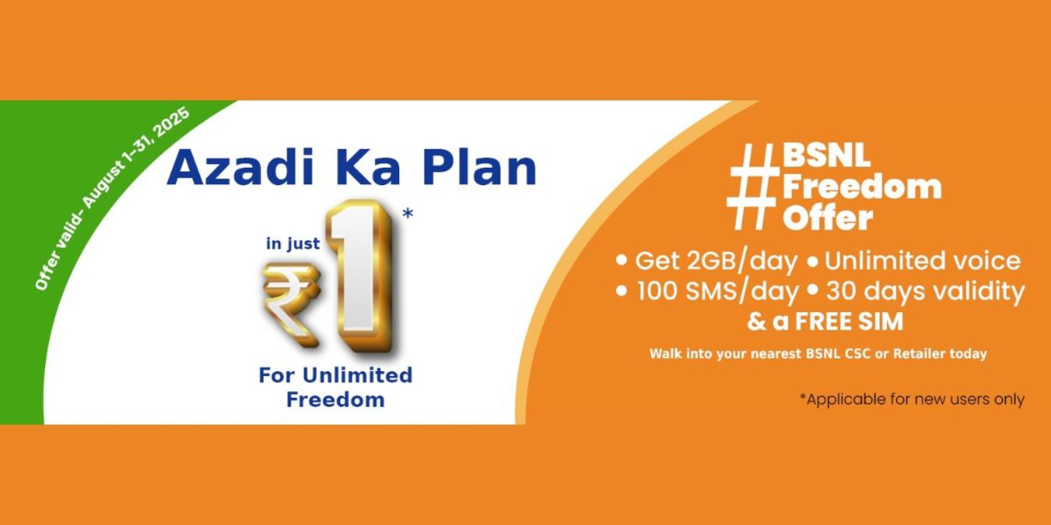 BSNL Launches Freedom Offer with Daily Data, Free SIM, and Unlimited ...